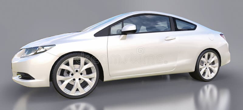 White Small Sports Car Coupe. 3d Rendering. Stock Illustration ...