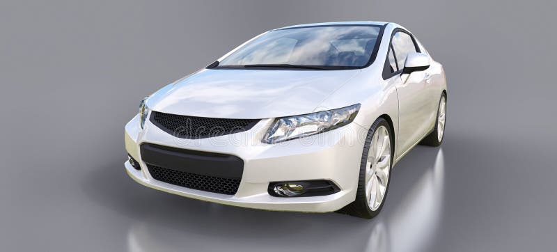 White Small Sports Car Coupe. 3d Rendering. Stock Illustration ...
