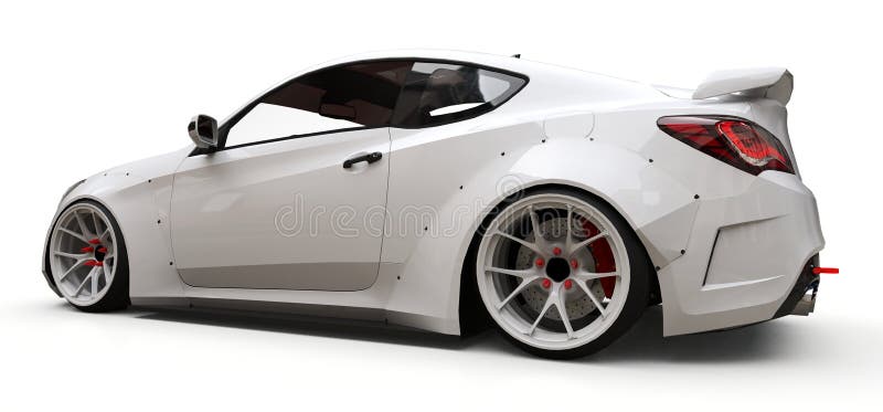 White Small Sports Car Coupe. 3d Rendering Stock Illustration ...