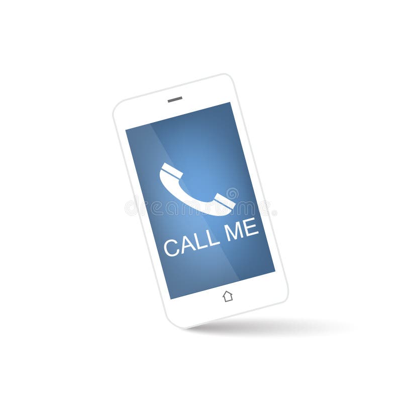 White Smart Phone with Call Me Symbol on a Blue Background Stock Vector ...