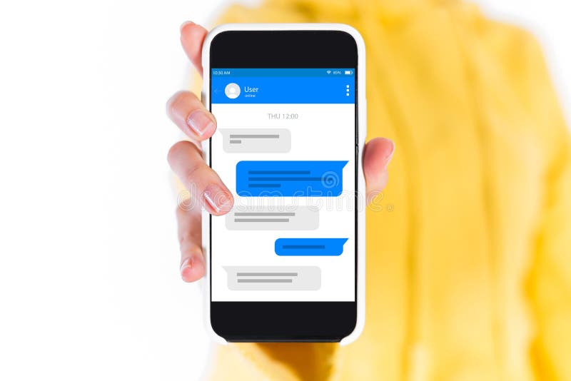 White Smart Phone with Chating on Application. Stock Photo - Image of ...