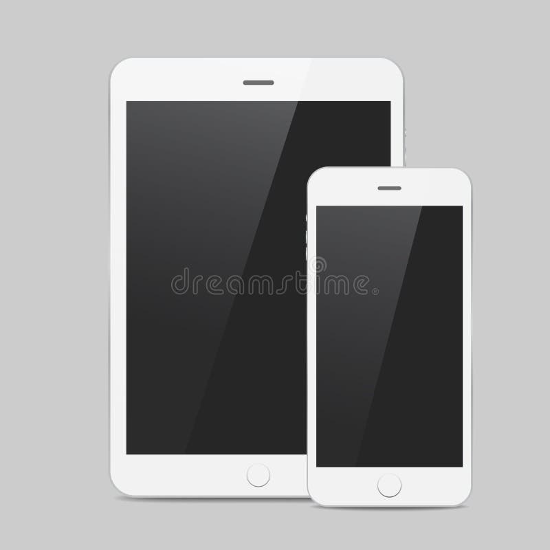 White Smart Phone and Tablet Icon Stock Illustration - Illustration of ...