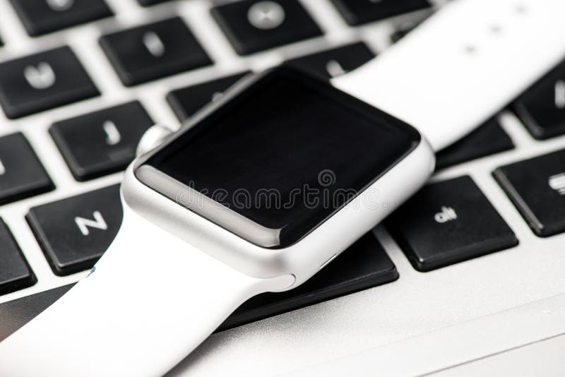 White smart watch stock image. Image of digital, notebook - 102662989