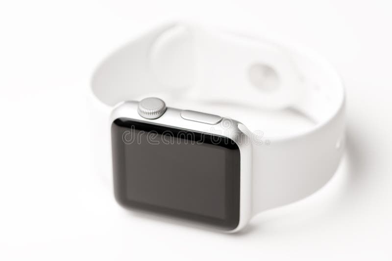 White smart watch stock image. Image of internet, blue - 102662995