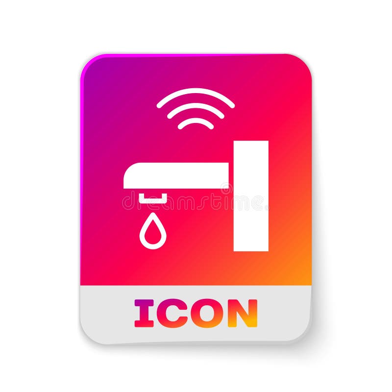 White Smart Water Tap System Icon Isolated on White Background ...