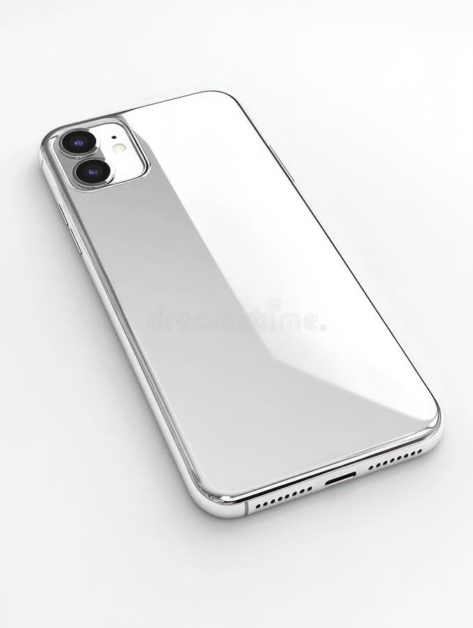 White Smartphone Back View Isolated on White Surface Showing Dual ...