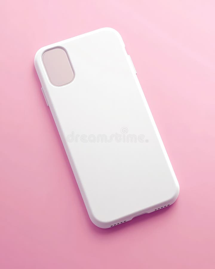 White Smartphone Case Isolated on Pink Background with Rounded Corners ...