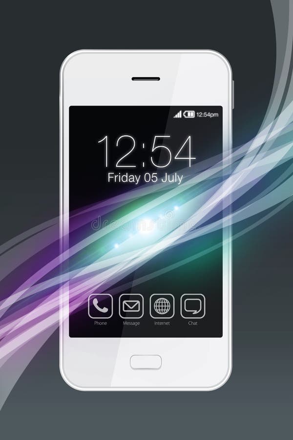 White Smartphone with Colorful Wave Effect. Stock Image - Image of ...