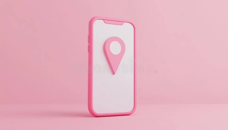 White Smartphone Gps Pin Pointer with Pink Screen Location Rendering ...
