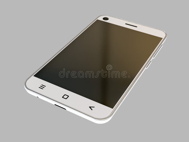 White Smartphone Isolated On White Background. Modern Touch Screen. 3D ...