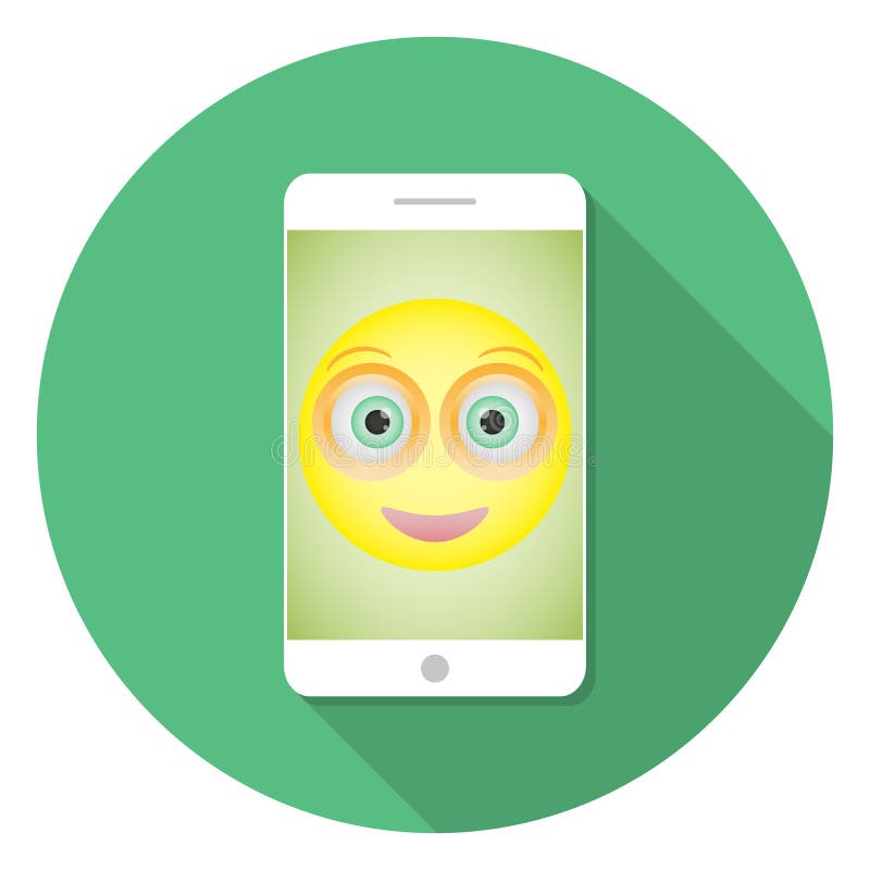 White Smartphone with Long Shadow with a Picture of a Smiley with a ...