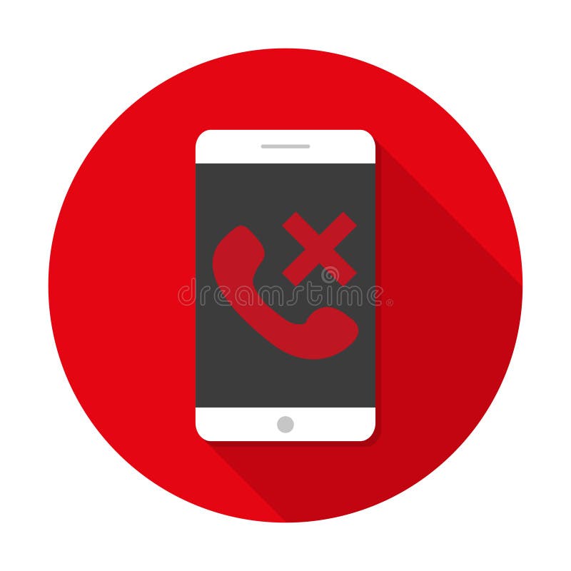 White Smartphone with Long Shadow To the Icon of the Rejected Call ...