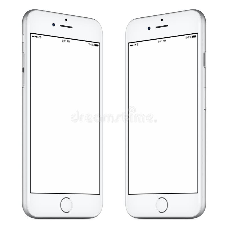 White Mobile Smart Phone with Blank Screen in Female Hand Stock Image ...