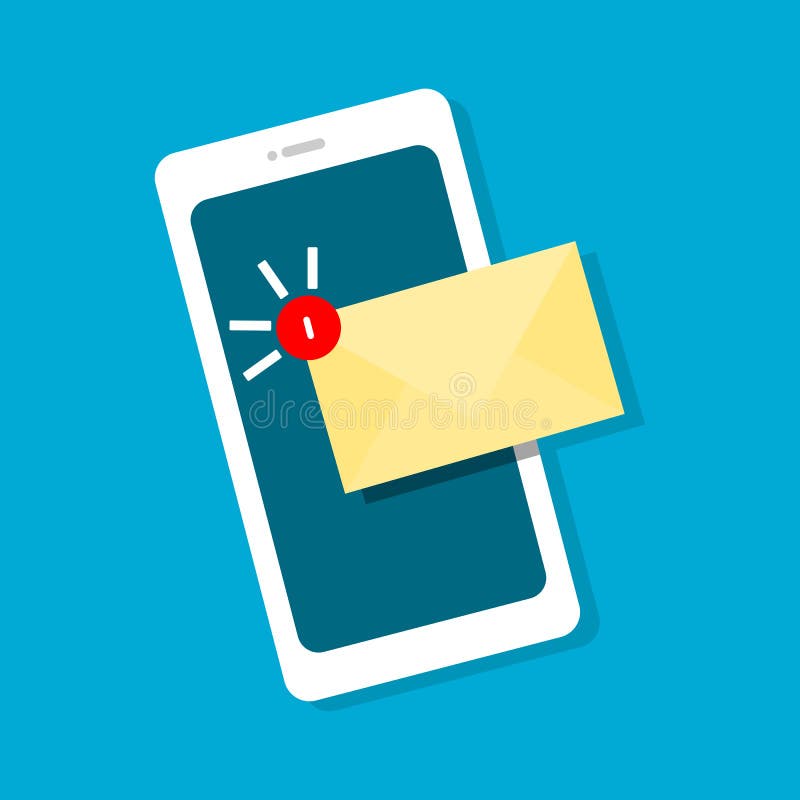 White Smartphone with New Message or Email Notification on Screen Stock ...