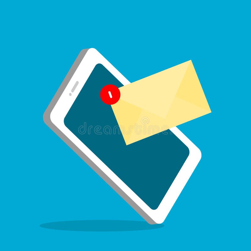 White Smartphone with New Message or Email Notification on Screen Stock ...