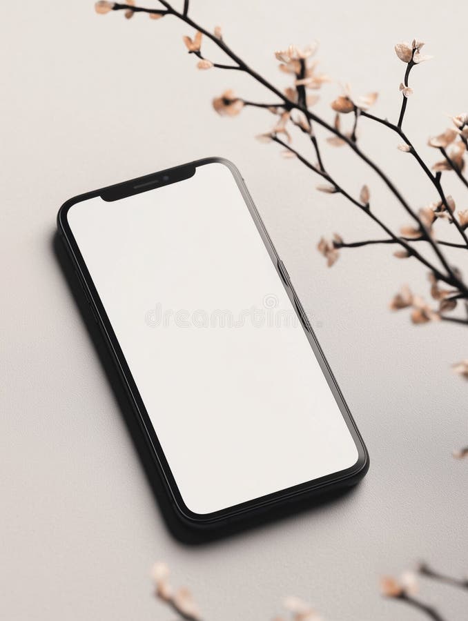 A White Smartphone on White Table Reflects the Interplay of Light and ...