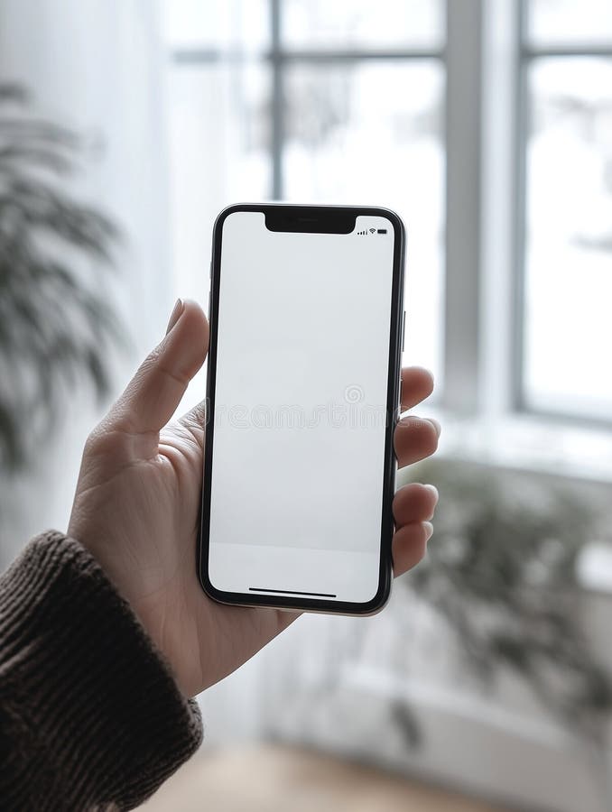 A White Smartphone on White Table Reflects the Interplay of Light and ...