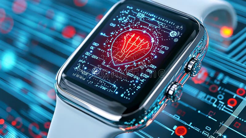 Smartwatch Visualization on Data Futuristic Displaying Blue Background ...