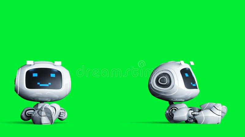 White Smiling Toy Robot Animation. 3d Rendering. Stock Illustration ...