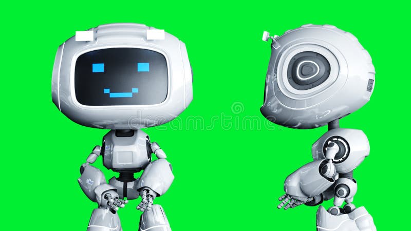 White Smiling Toy Robot Animation. 3d Rendering. Stock Illustration ...