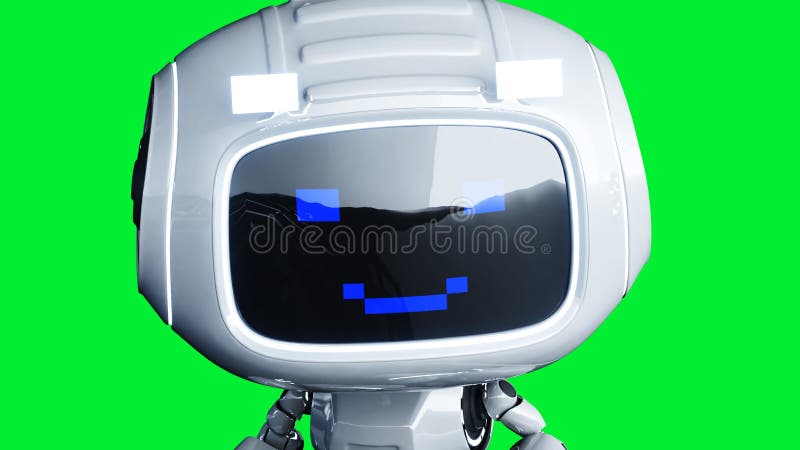 White Smiling Toy Robot Animation. 3d Rendering. Stock Illustration ...