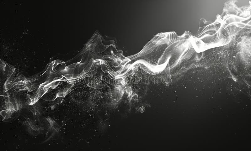 White Smoke Abstract Wave on Black Background Stock Photo - Image of ...