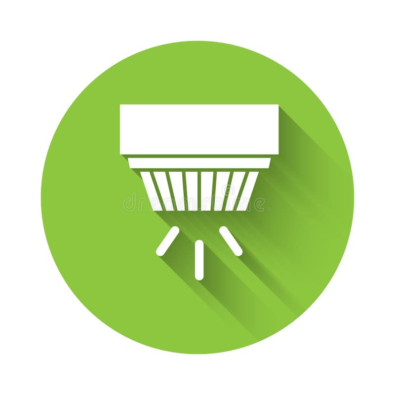 White Smoke Alarm System Icon Isolated with Long Shadow. Smoke Detector ...