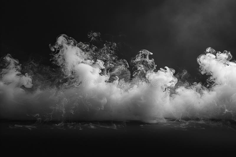 White Smoke on Black Background, Fog Effect for Studio Lighting. Dark ...