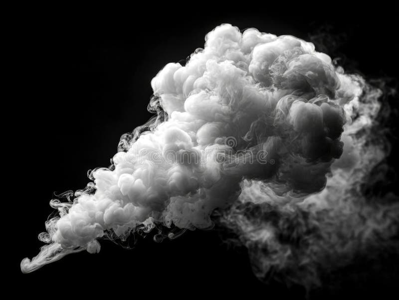 White Smoke Cloud on Black Background Stock Illustration - Illustration ...