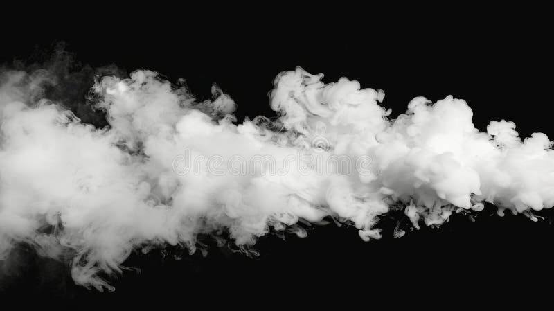 A White Smoke Cloud Isolated on a Black Background. the Smoke is Wispy ...