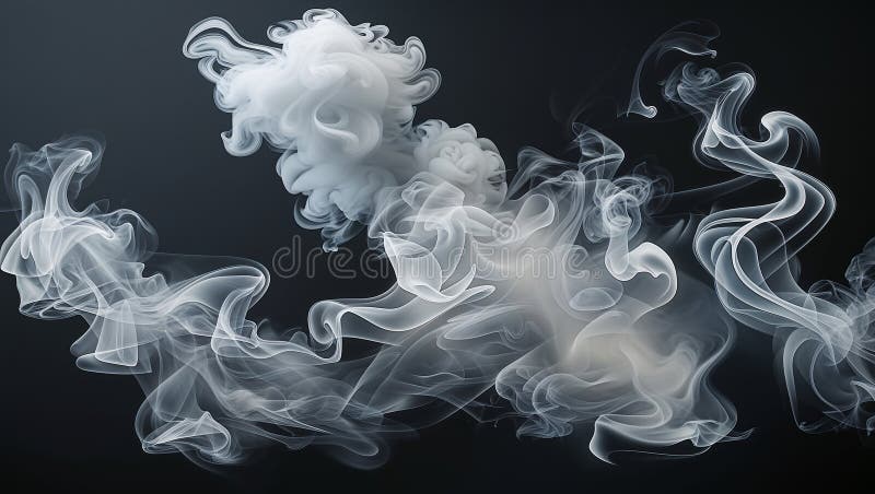 White Smoke Creating Abstract Shapes on Dark Background Stock ...