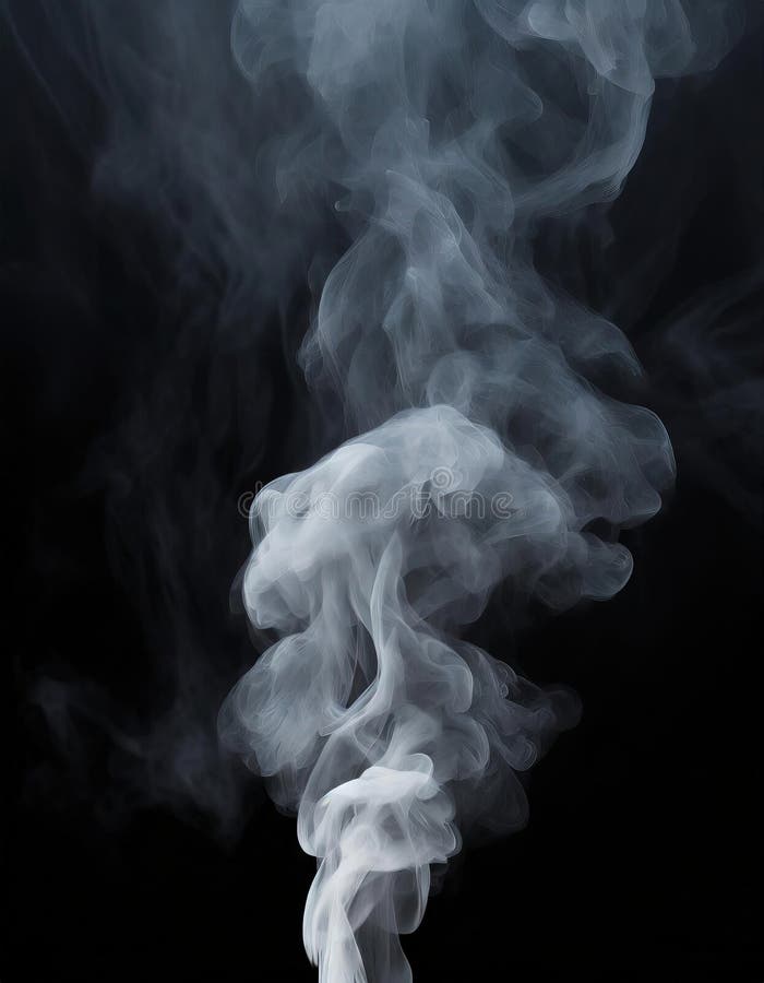 White Smoke Creating Abstract Shapes Rising on Dark Background. Stock ...