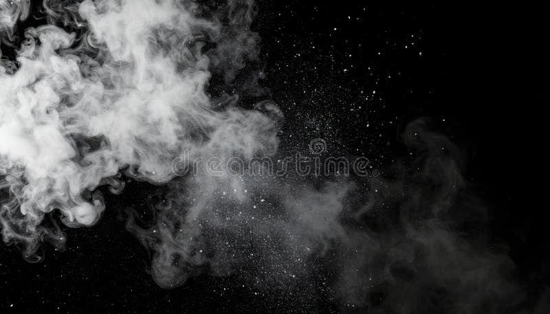 White Smoke and Dust Particles on Black Background Stock Illustration ...