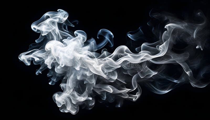 White Smoke Effect Floating on a Deep Black Background for Dramatic ...