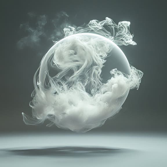 White Smoke Forming a Sphere on a Gradient Background Stock ...