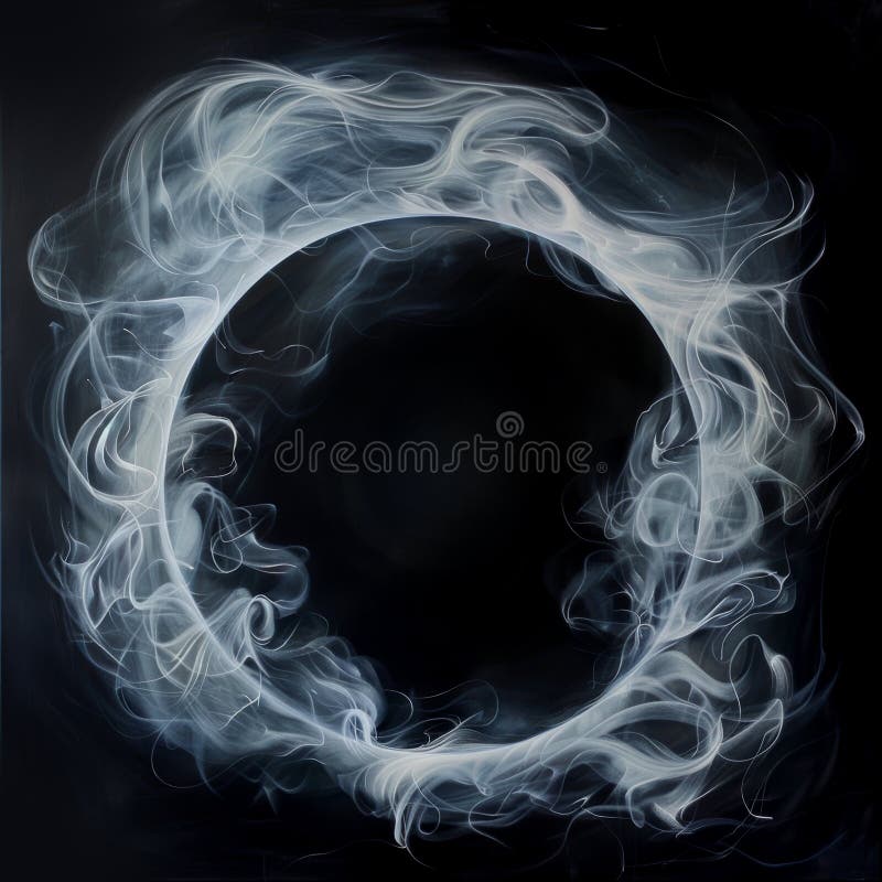 A White Smoke Ring in a Circular Shape Against a Black Background Stock ...