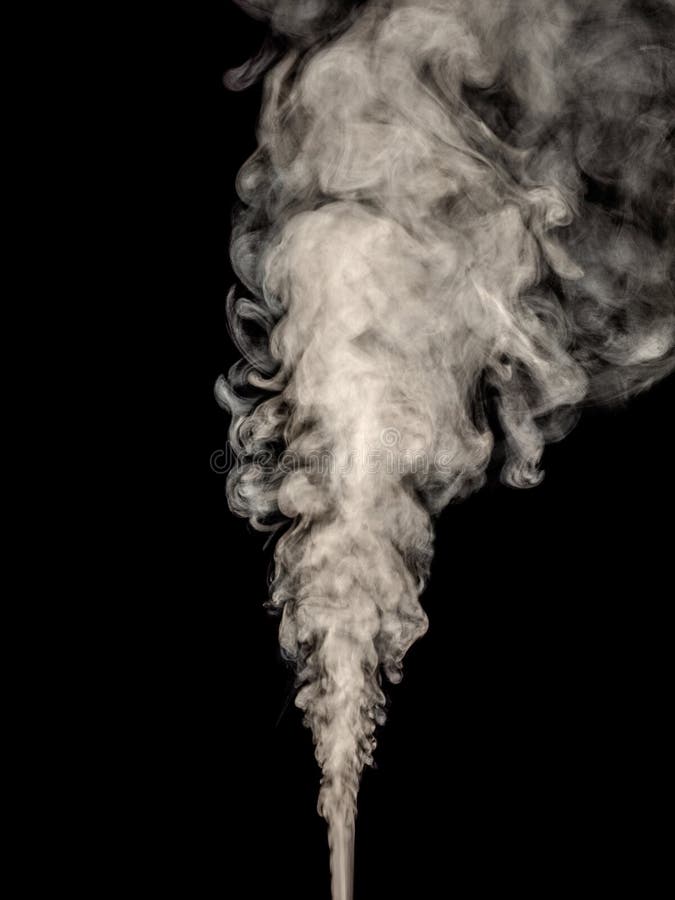 White Smoke Rises Effect Isolated on Black Stock Image - Image of steam ...