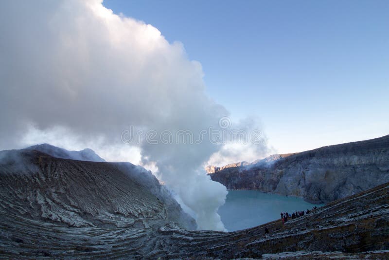 White Smoke from the Solfataras of Ijen Volcano Stock Photo - Image of ...
