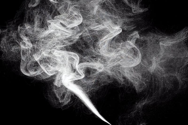 White Smoke Stream Blowing on Black Stock Illustration - Illustration ...