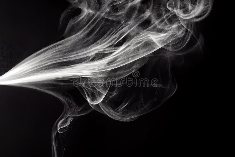 White Smoke Stream Blowing on Black Stock Illustration - Illustration ...