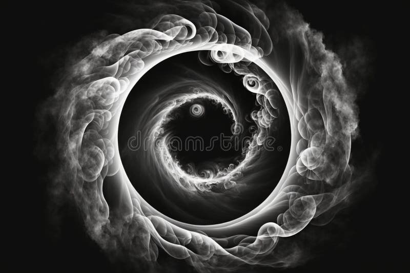 White Smoke Whirlpool with Empty Circle Frame Inside on Black ...