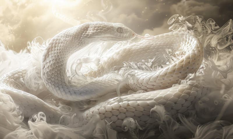 White Snake in White Clouds Stock Image - Image of constrictor, tale ...