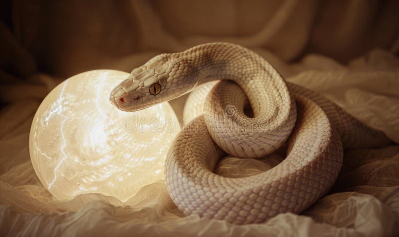 White Snake with Sun and Moon Symbols Stock Illustration - Illustration ...