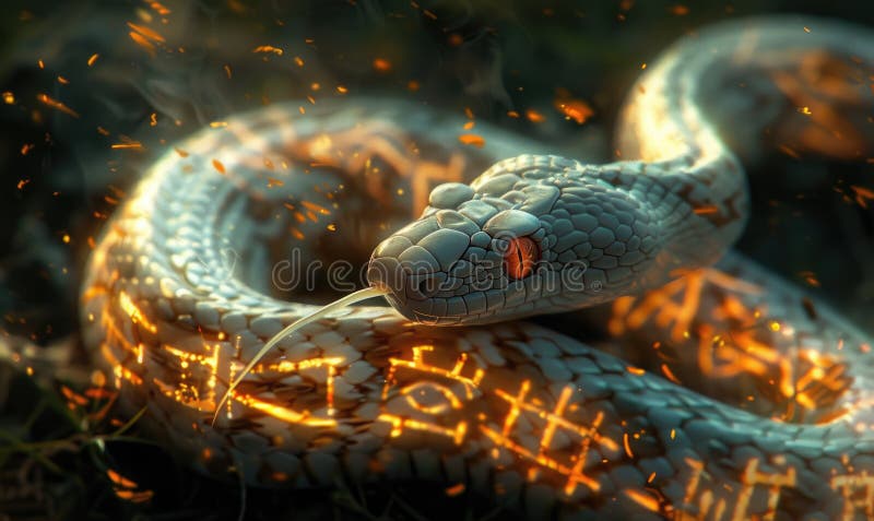 White Snake in Enchanted Light Stock Image - Image of dangerous, viper ...