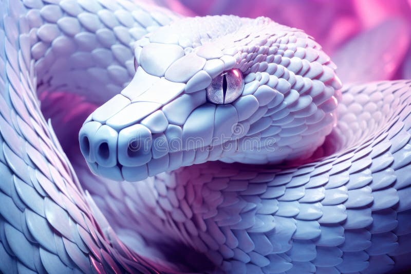 White Snake with Purple Color. Close-up Stock Image - Image of abstract ...