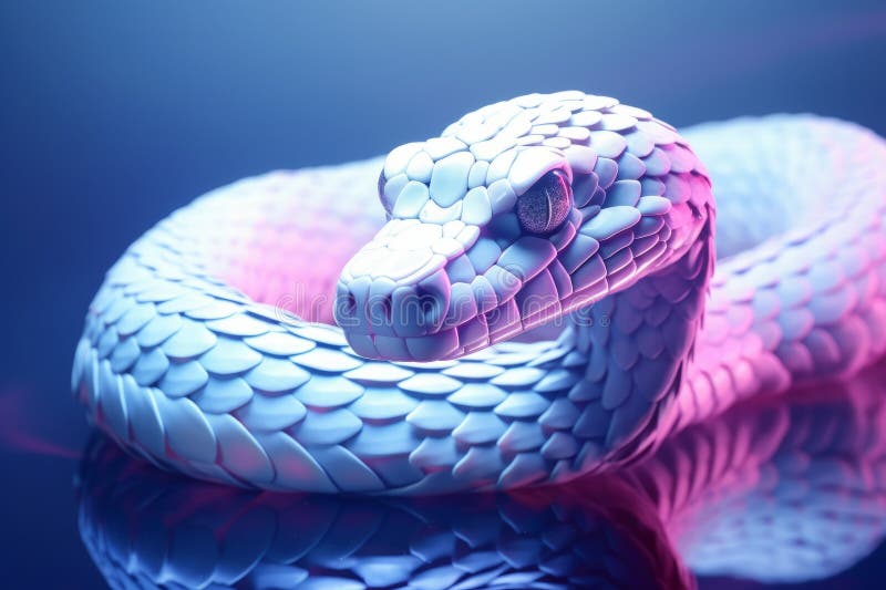 White Snake with Purple Color. Close-up Stock Illustration ...