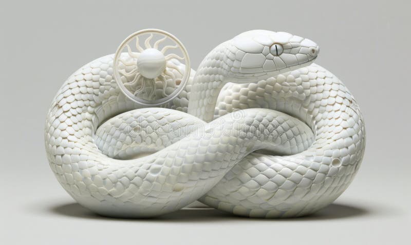 White Snake with Sun and Moon Symbols Stock Photo - Image of venom ...