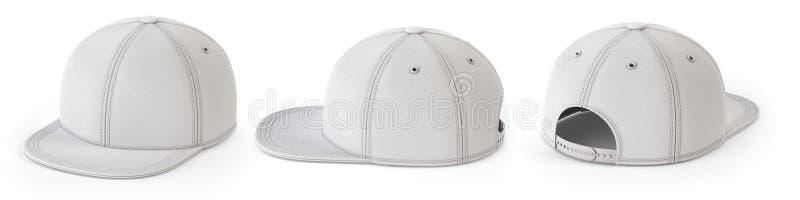 White Snap Back Mock Up, Blank Hat Template, Isolated on White ...