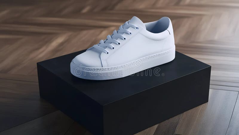 White Sneaker on Black Box. (1 Stock Illustration - Illustration of ...