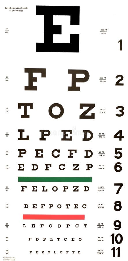 White Snellen Eye Chart Used for Vision Testing Stock Illustration ...